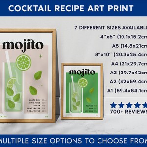 Mojito Classic Cocktail Print | Bar Cart Decor for Cocktail Lovers ...