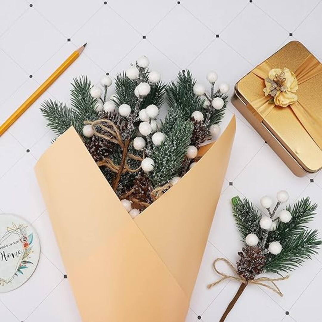 Christmas White Christmas Berries Stems Present Toppers - Etsy