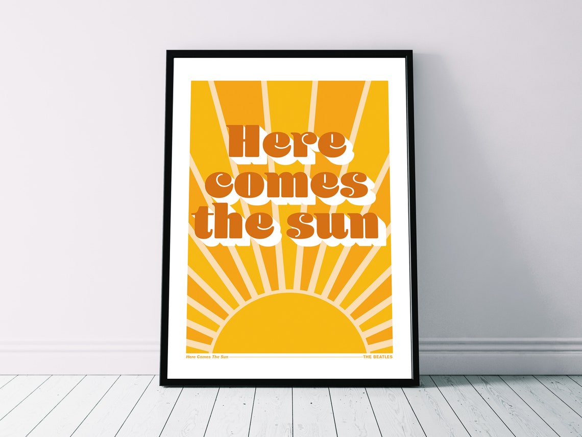 The Beatles 'here Comes the Sun' Song Lyrics Retro - Etsy