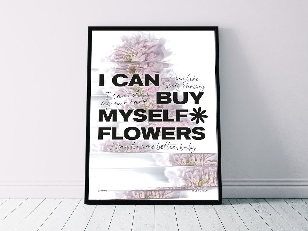 Miley Cyrus 'flowers' Lyrics Song Poster | Pop Music Print | Valentine ...