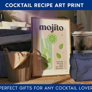 Mojito Classic Cocktail Print | Bar Cart Decor for Cocktail Lovers ...