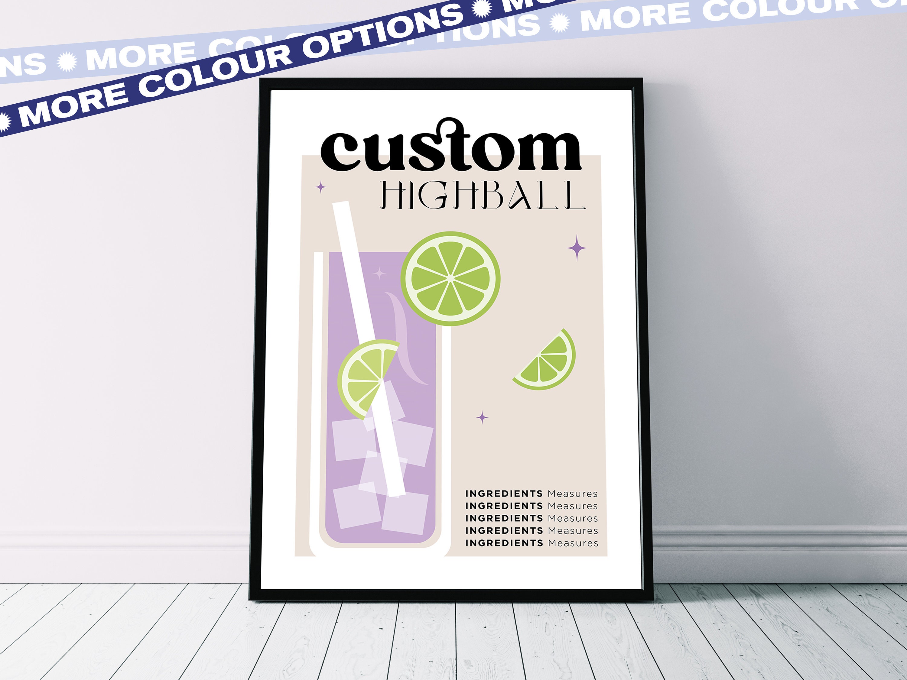 Custom Cocktail Recipe Poster Customisation Available - Etsy