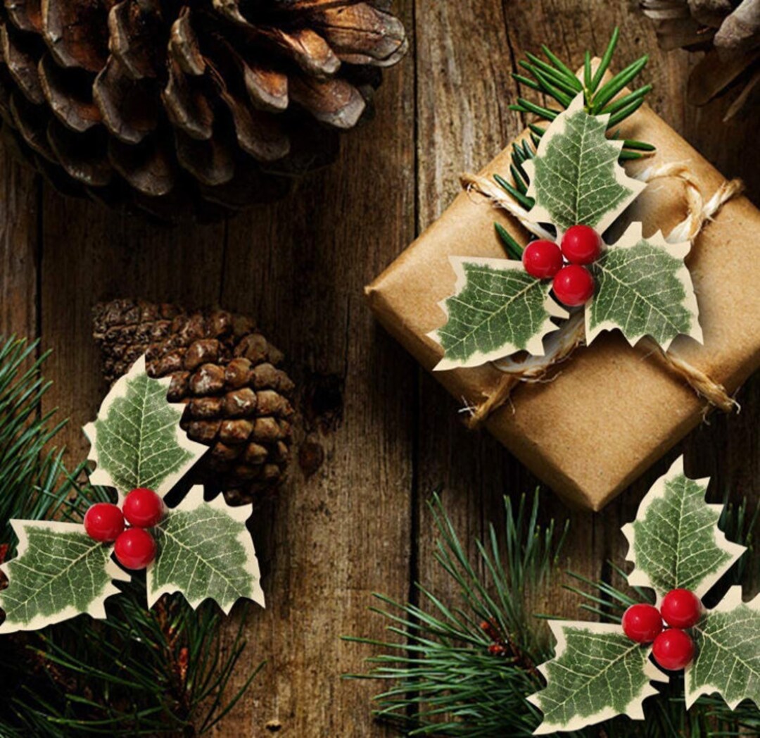 Christmas Red Holly Present Toppers, Floral Decoration, Wrapping ...