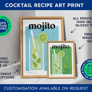 Mojito Classic Cocktail Print | Bar Cart Decor for Cocktail Lovers ...
