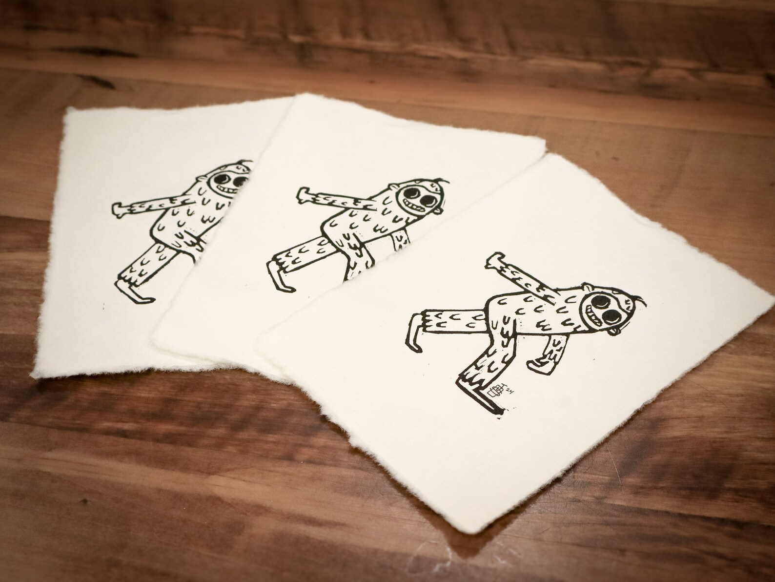 Bigfoot Art Block Print - 5"x7" - Etsy