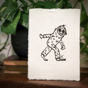 Bigfoot Art Block Print - 5"x7" - Etsy