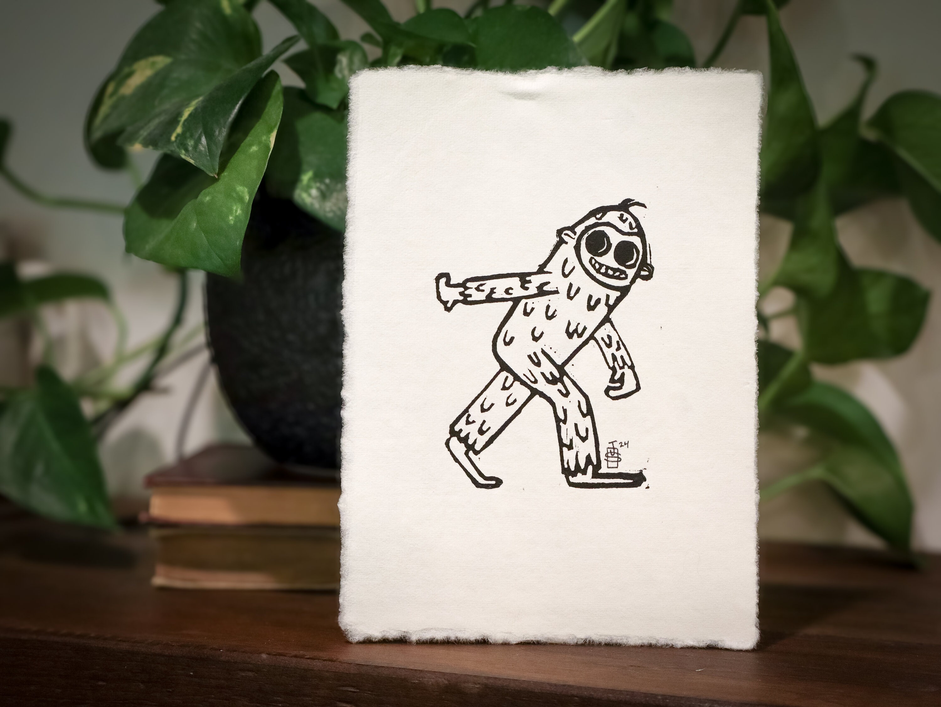 Bigfoot Art Block Print - 5"x7" - Etsy