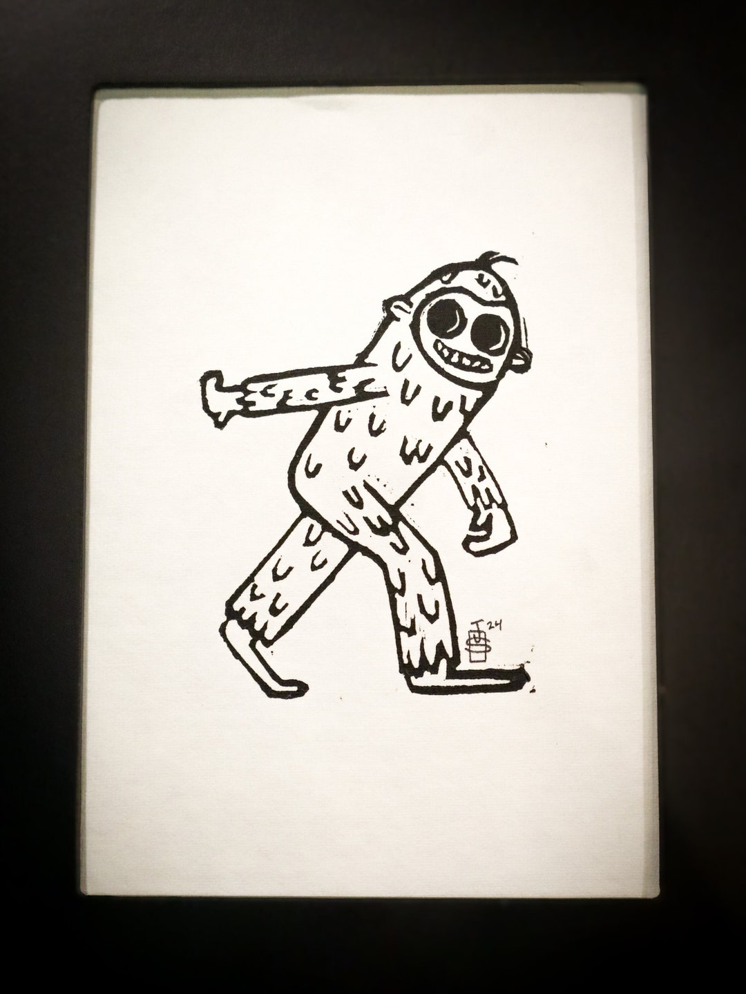 Bigfoot Art Block Print - 5"x7" - Etsy