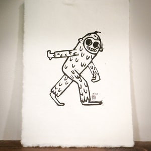 Bigfoot Art Block Print - 5"x7" - Etsy