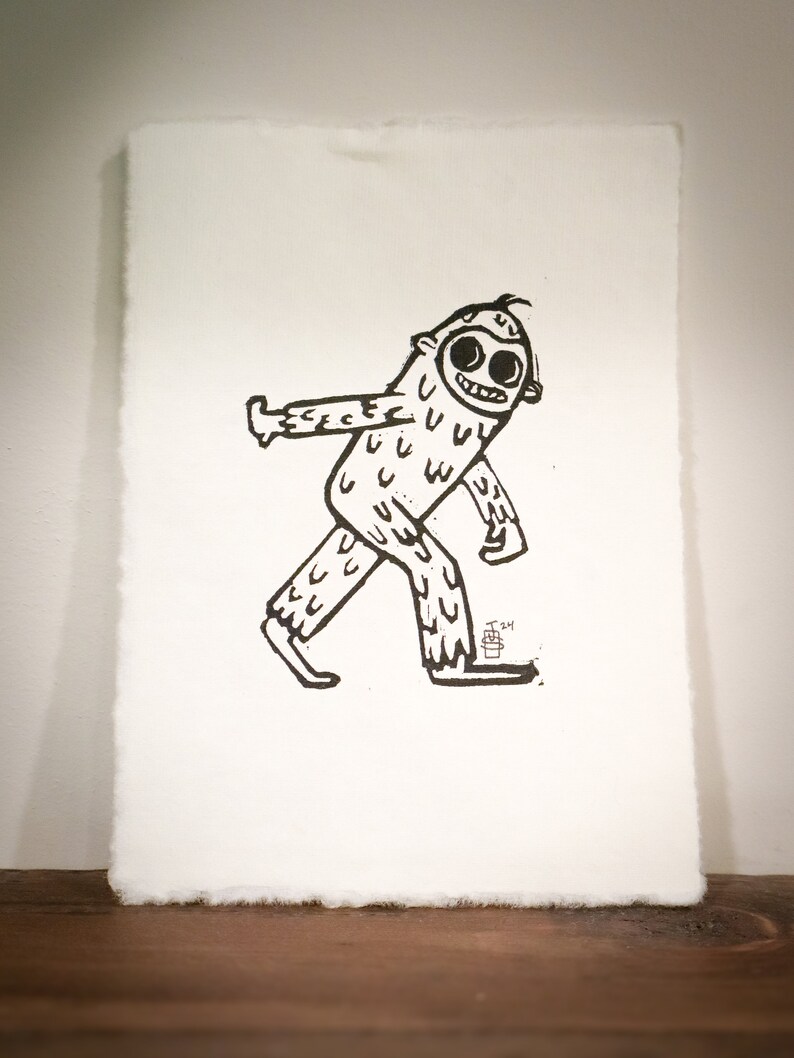 Bigfoot Art Block Print - 5"x7" - Etsy
