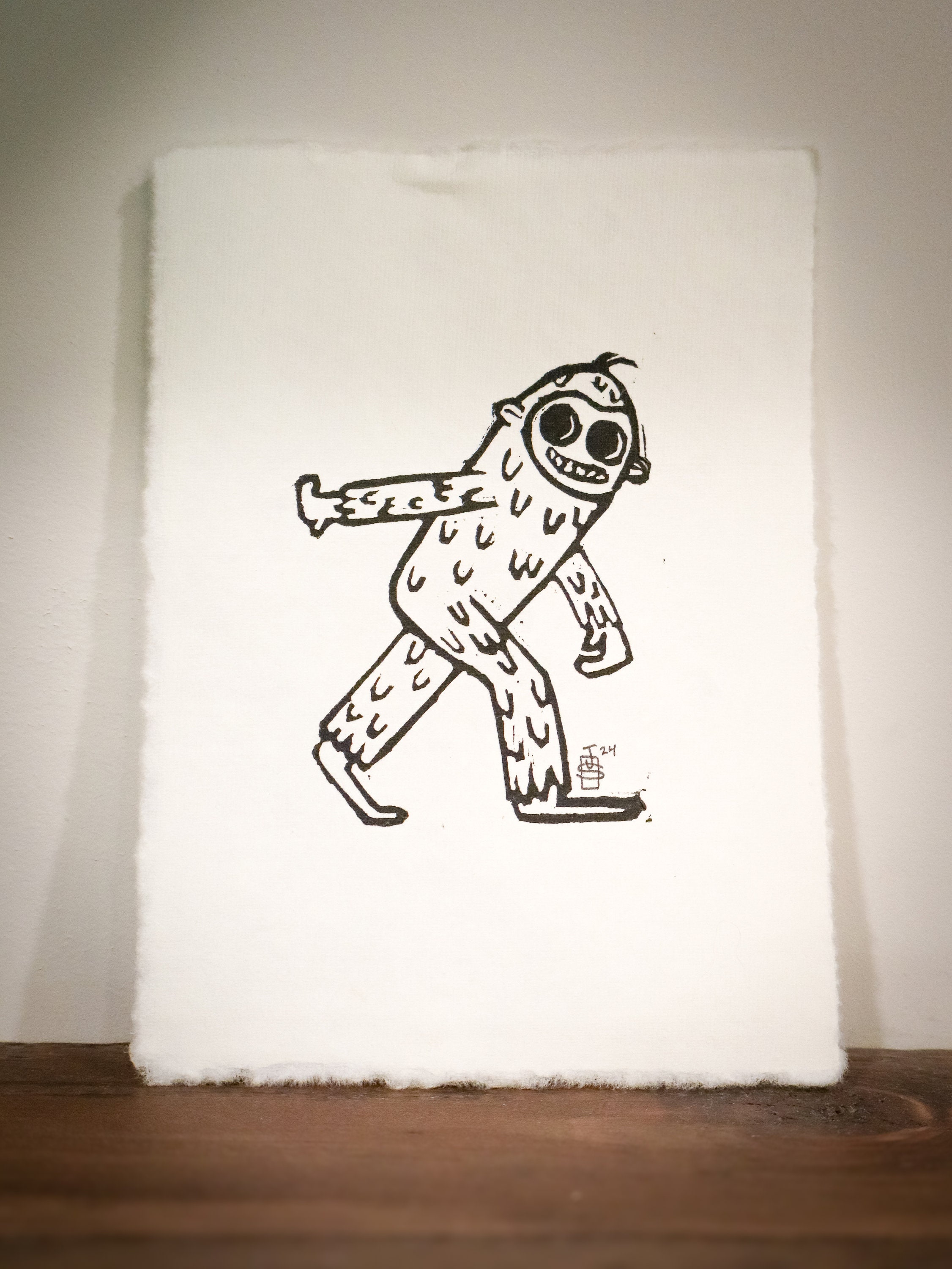 Bigfoot Art Block Print - 5"x7" - Etsy