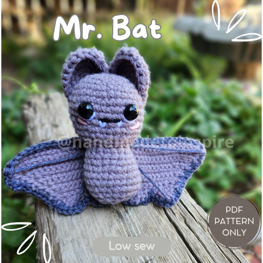 Crochet Bat Pattern - Low Sew Bat Amigurumi | Halloween Crochet PDF ...