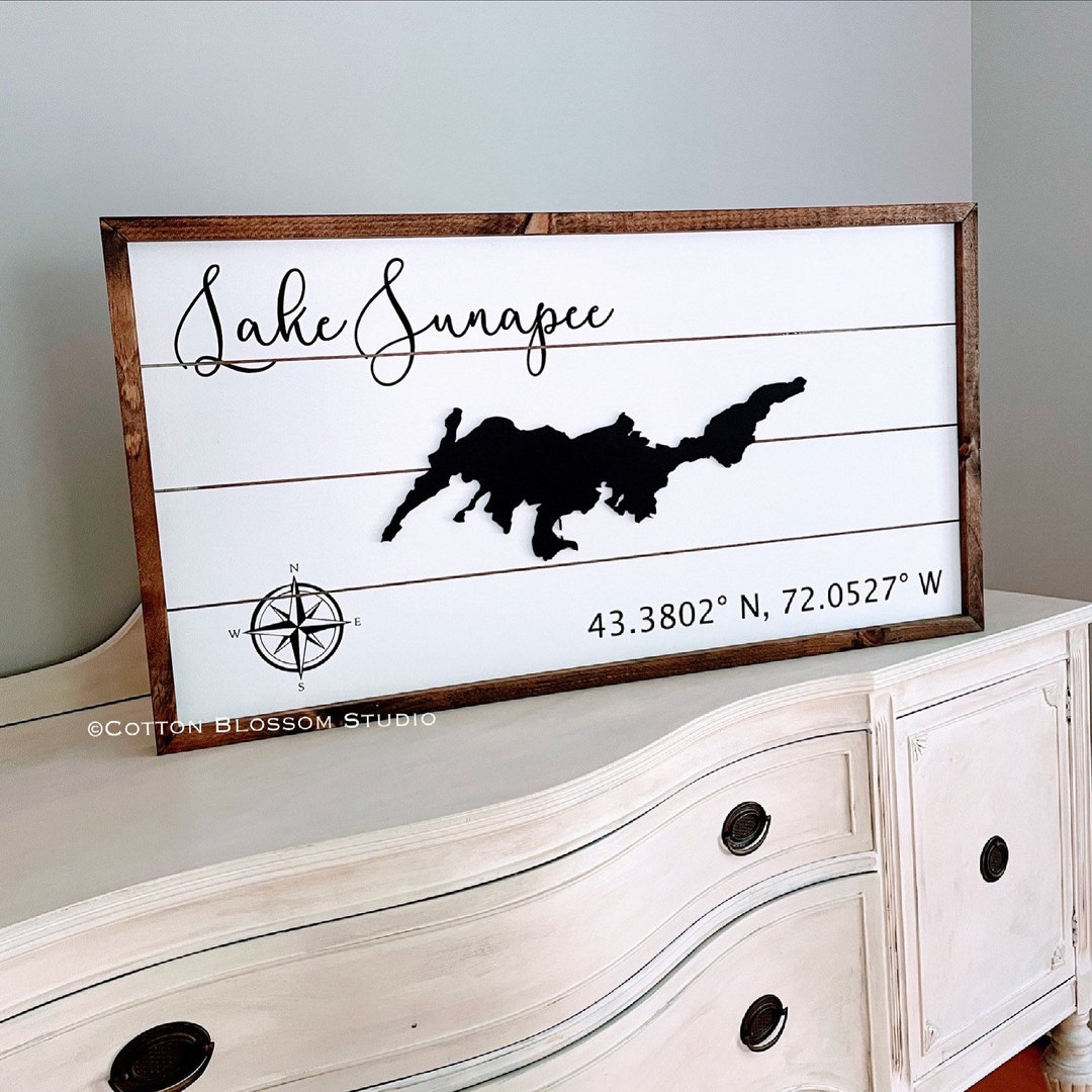 Custom Lake Sign - Lake Silhouette Sign - Map Sign - Custom Lake Sign ...
