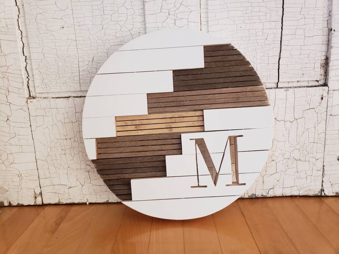 Ombre Monogram Round- Boho Wall Decor - Monogram Family Sign - Mosaic ...