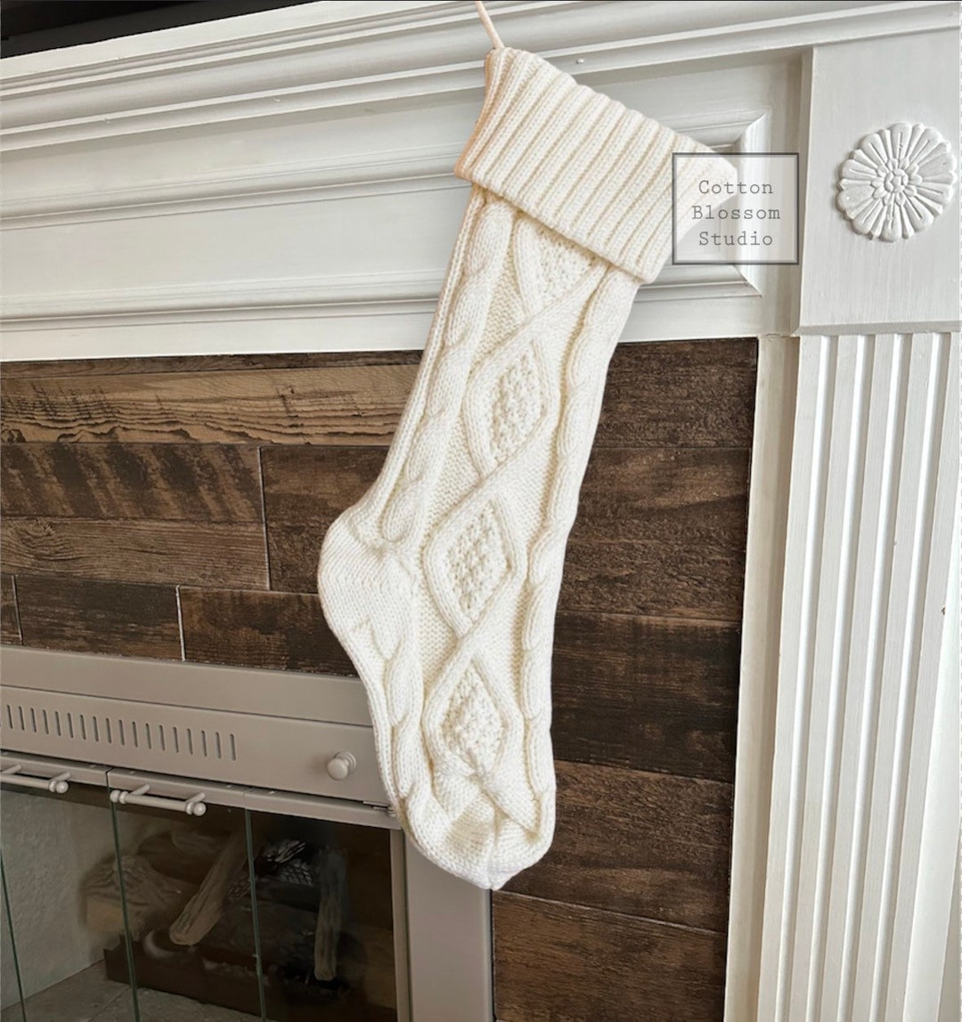 Cable Knit Cream White Stockings - Neutral Cable Knit Stocking ...