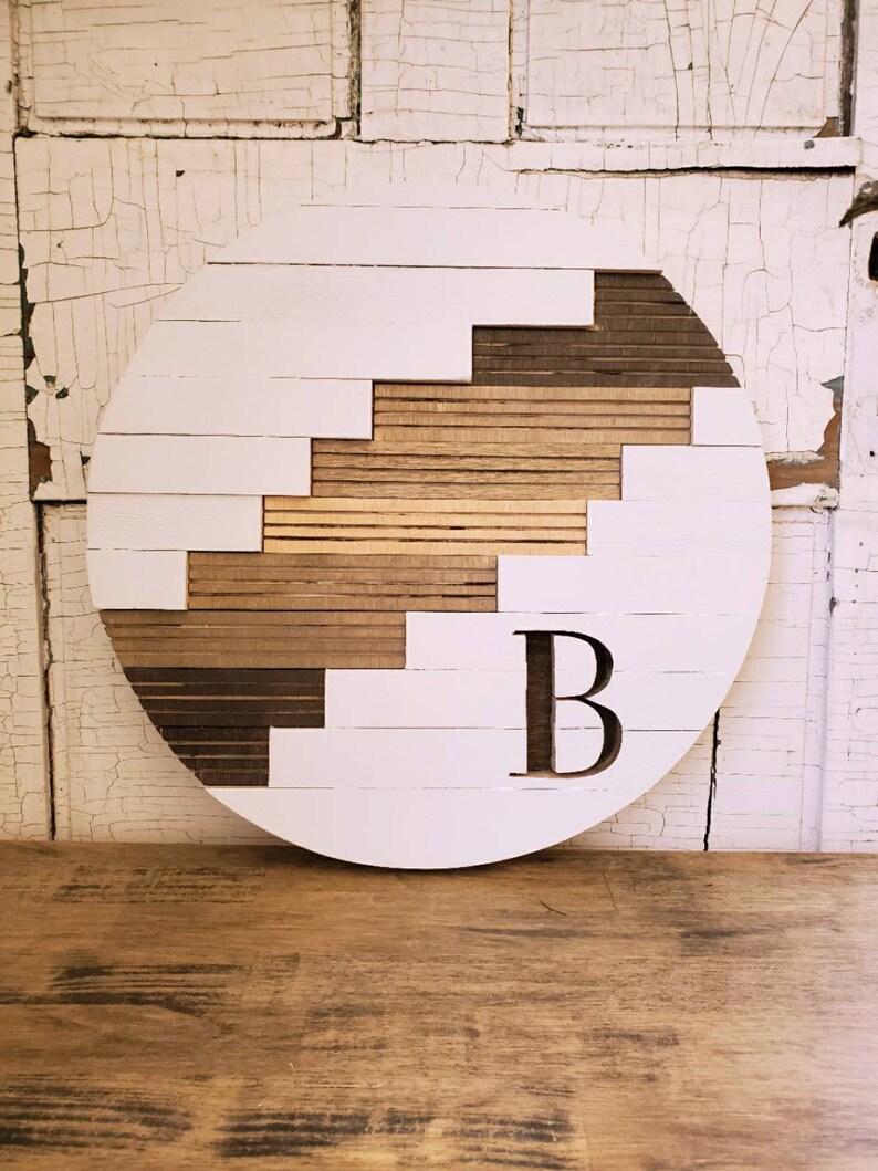 Ombre Monogram Round Boho Wall Decor Monogram Family Sign | Etsy