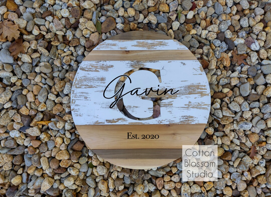 THE GAVIN - 20" Monogram Wood Round- Monogram Family Sign- Monogram ...