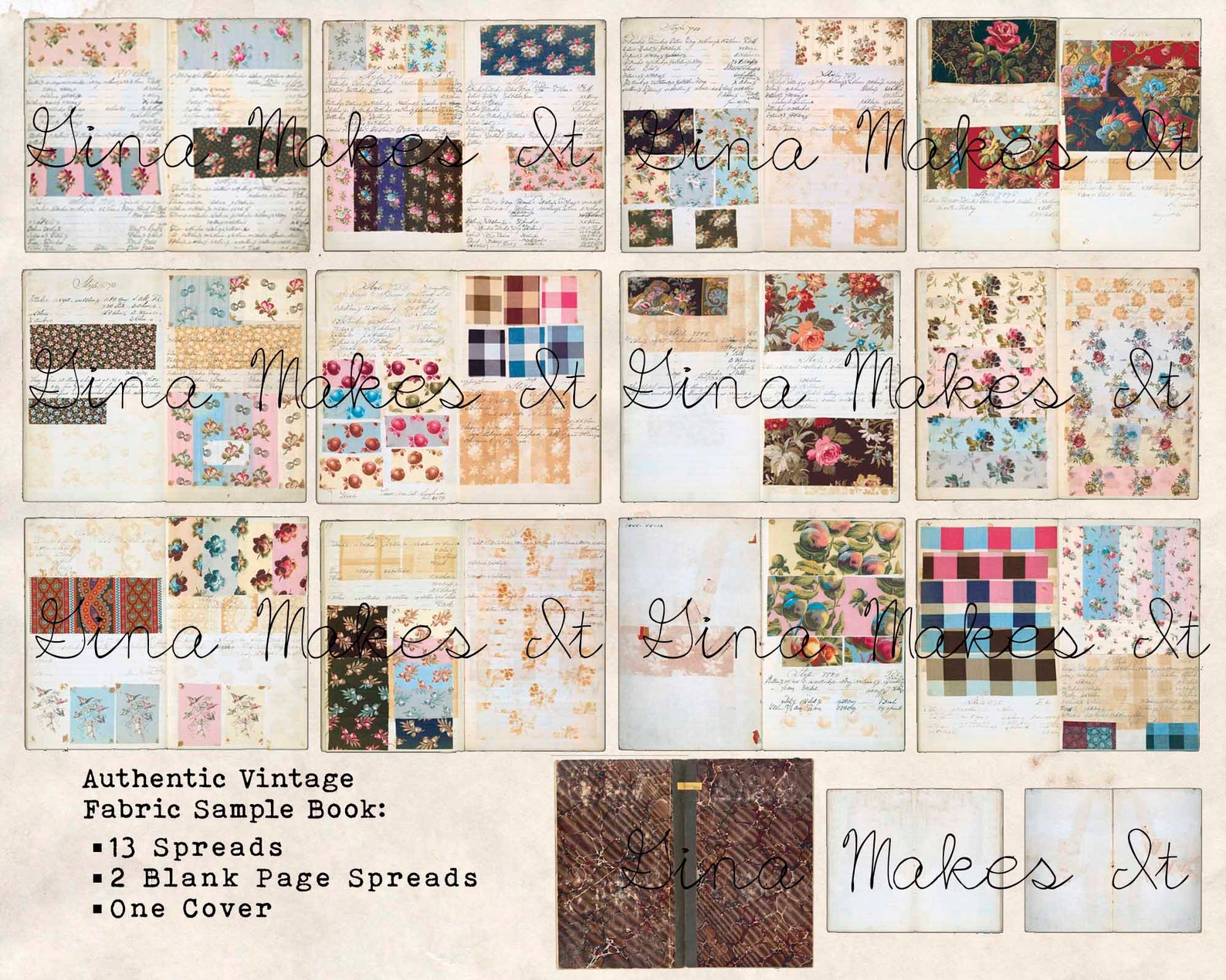 Vintage Fabric Sample Book Vintage Printables Digital Download Graphics ...