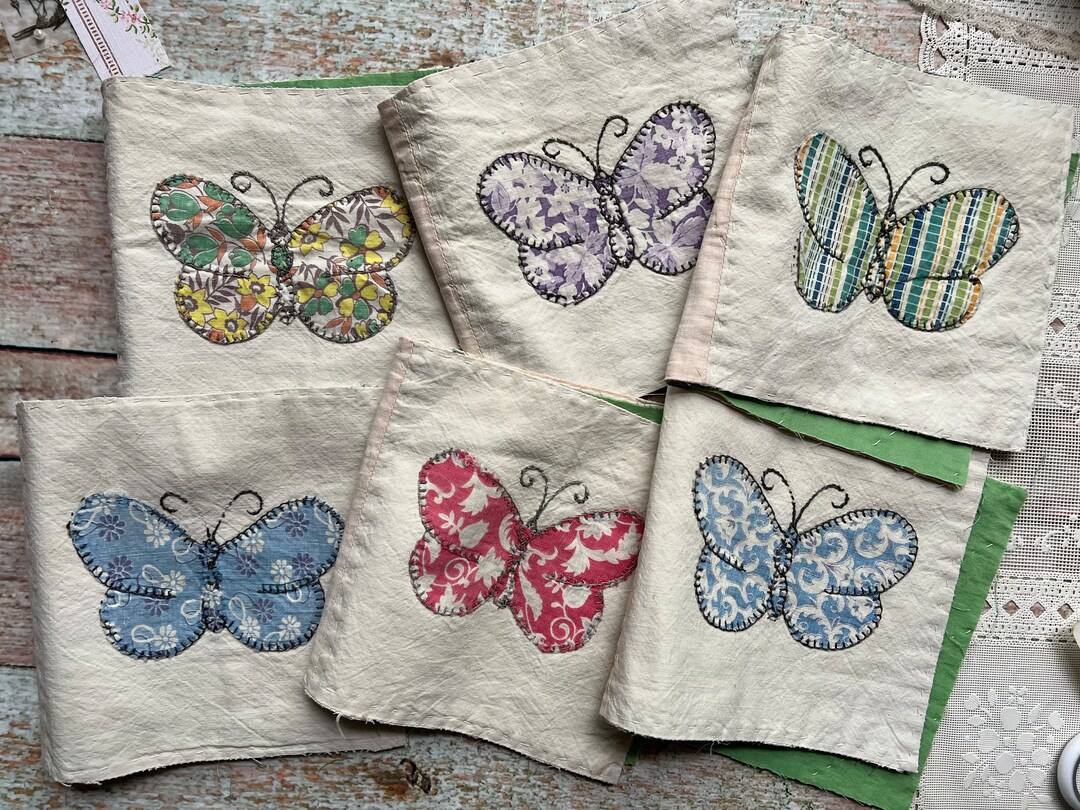 Vintage 1930s Butterfly Appliqué Butterfly Quilt Squares Vintage ...