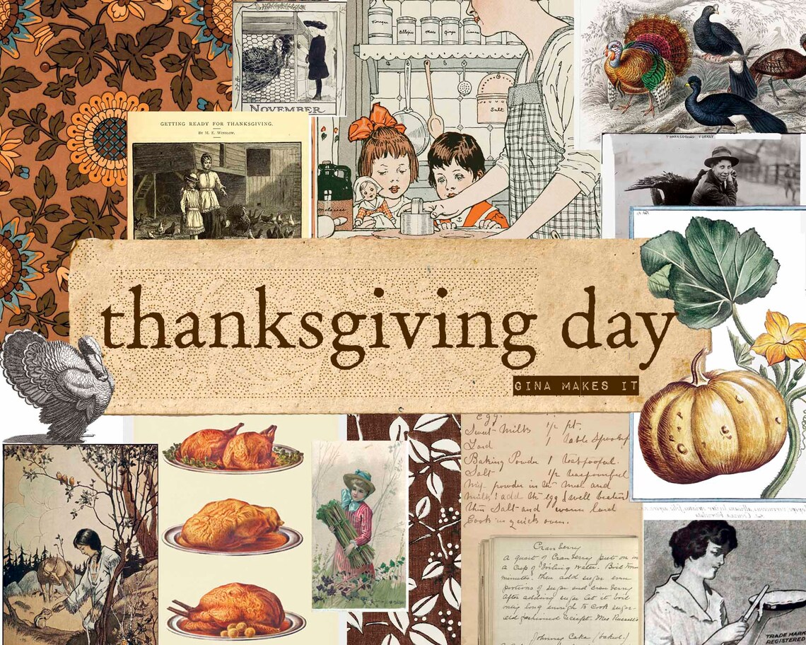 Thanksgiving Day Vintage Printables Digital Download Graphics ...
