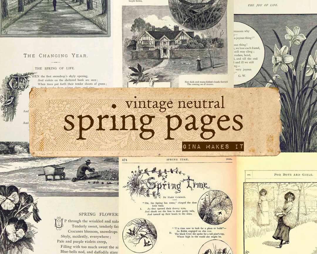 Vintage Neutral Spring Pages - Vintage Printables - Digital Download ...
