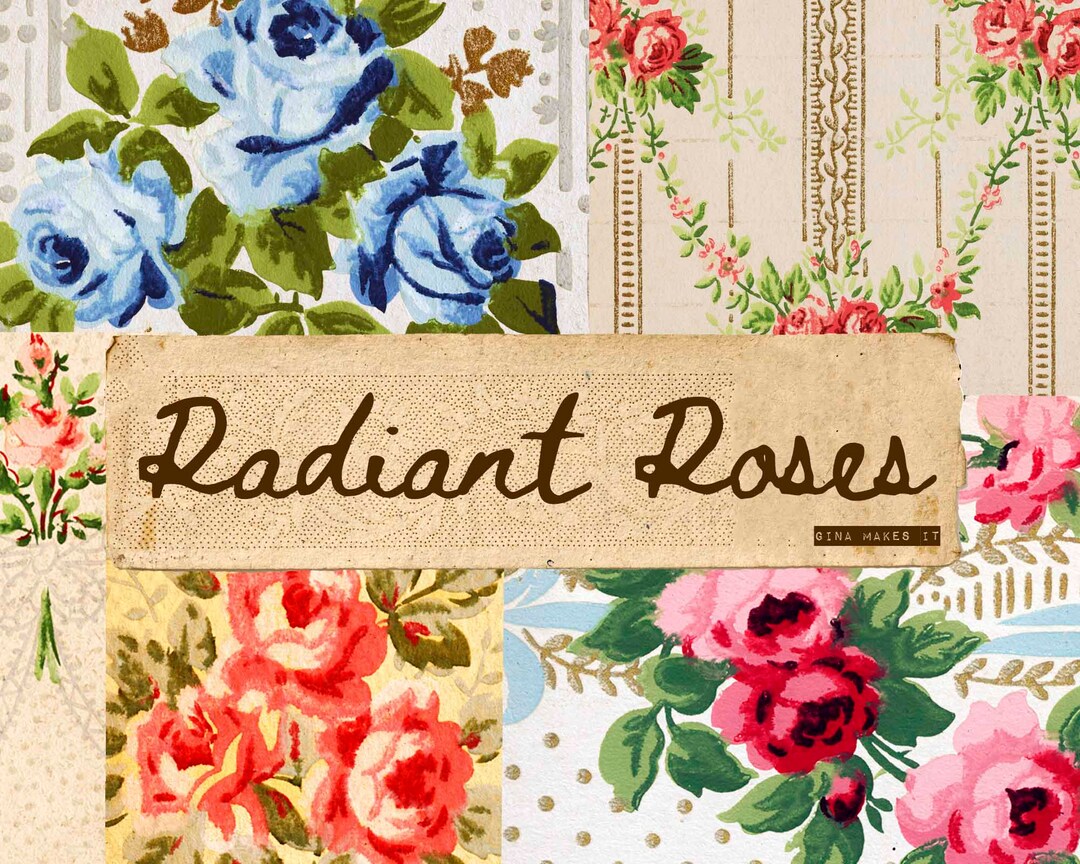 Radiant Roses - Vintage Wallpaper - Vintage Paper Printable - Digital ...