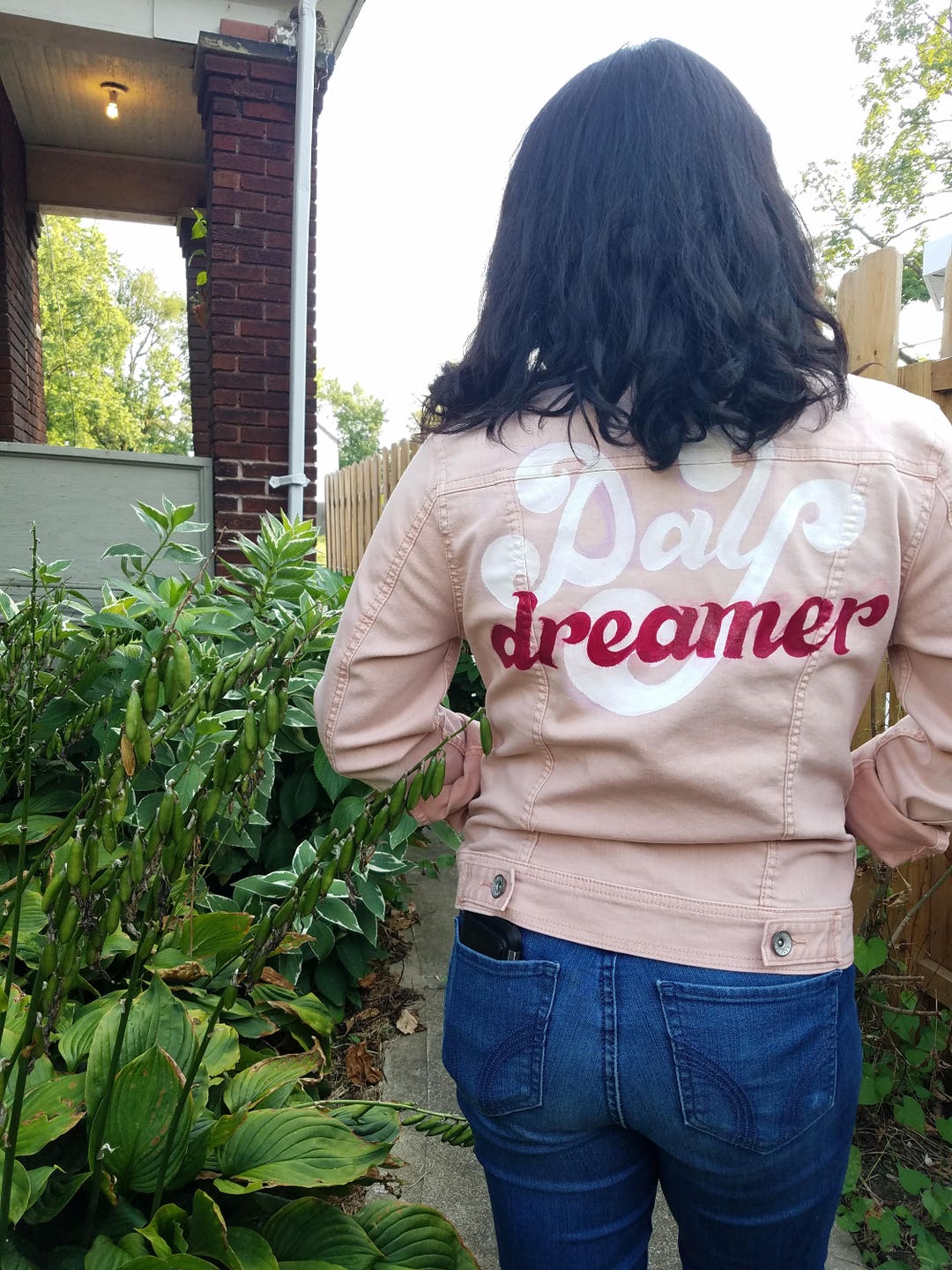 Hand Painted Blush Pink Jean Jacket: Daydreamer - Etsy