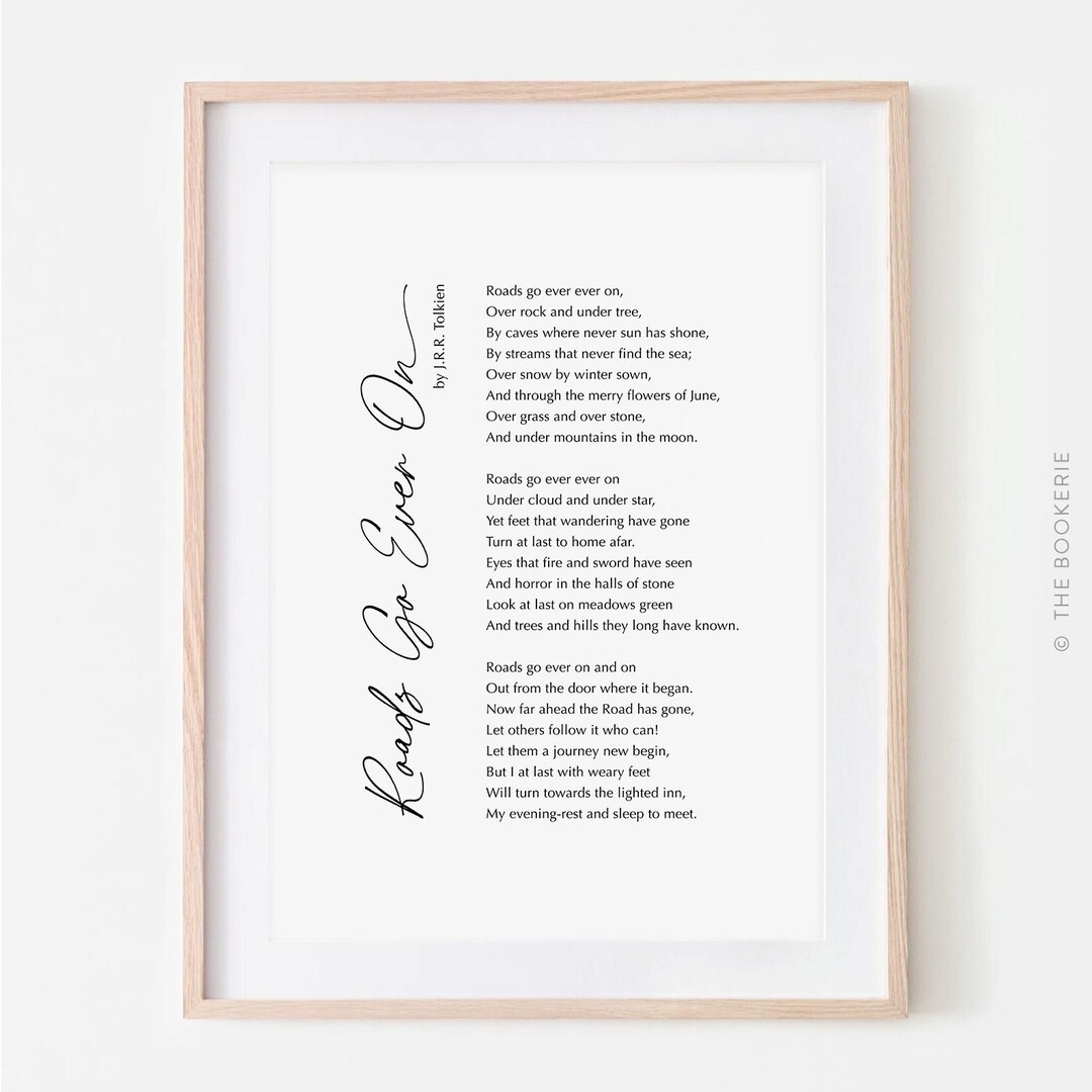 Roads Go Ever on Poem by J.R.R. Tolkien, LOTR Wall Art, Funeral Reading ...