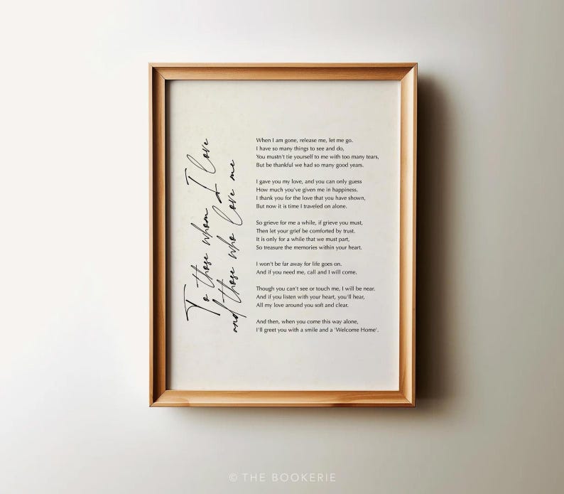 To Those Whom I Love Poem Print, Memorial Cards, Funeral Reading ...