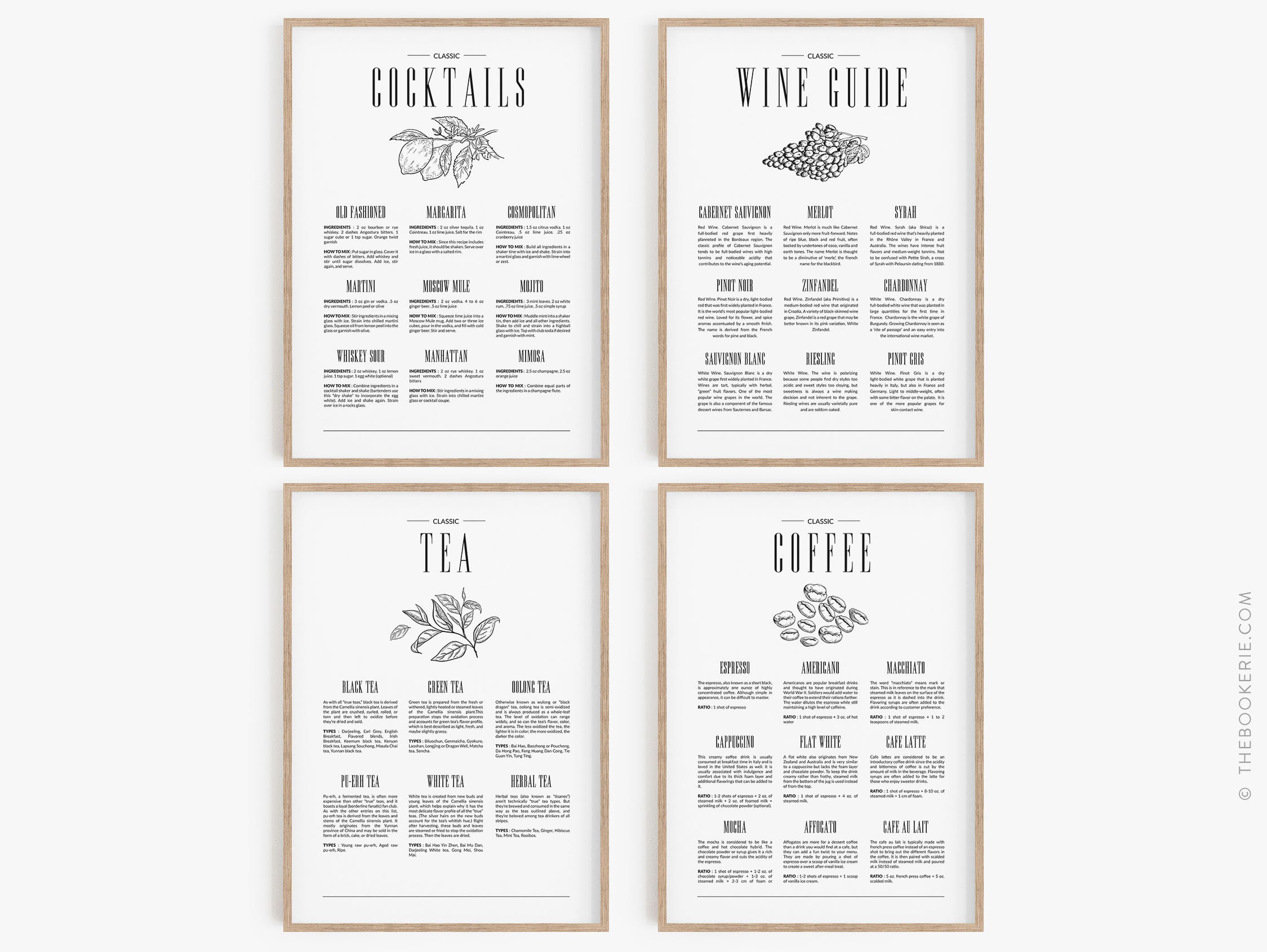 Classic Wine Types Print Wine Guide Print Art Wine Printable | Etsy