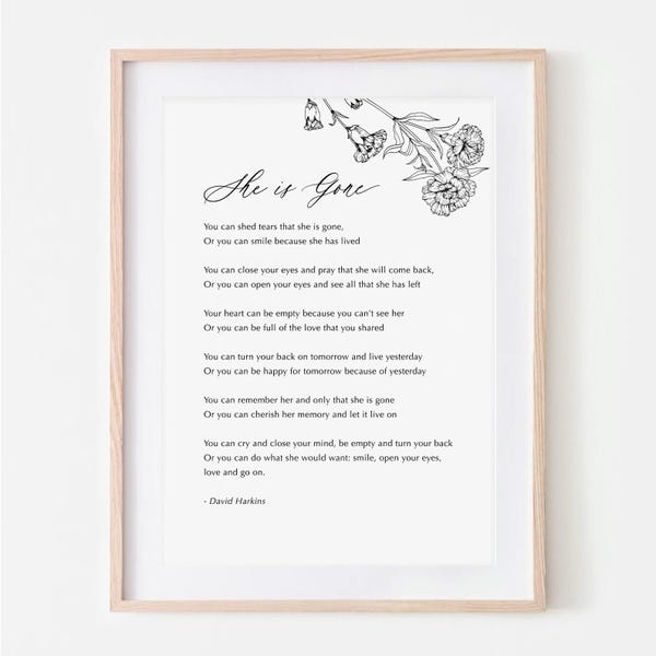 She is Not Gone Poem - Etsy