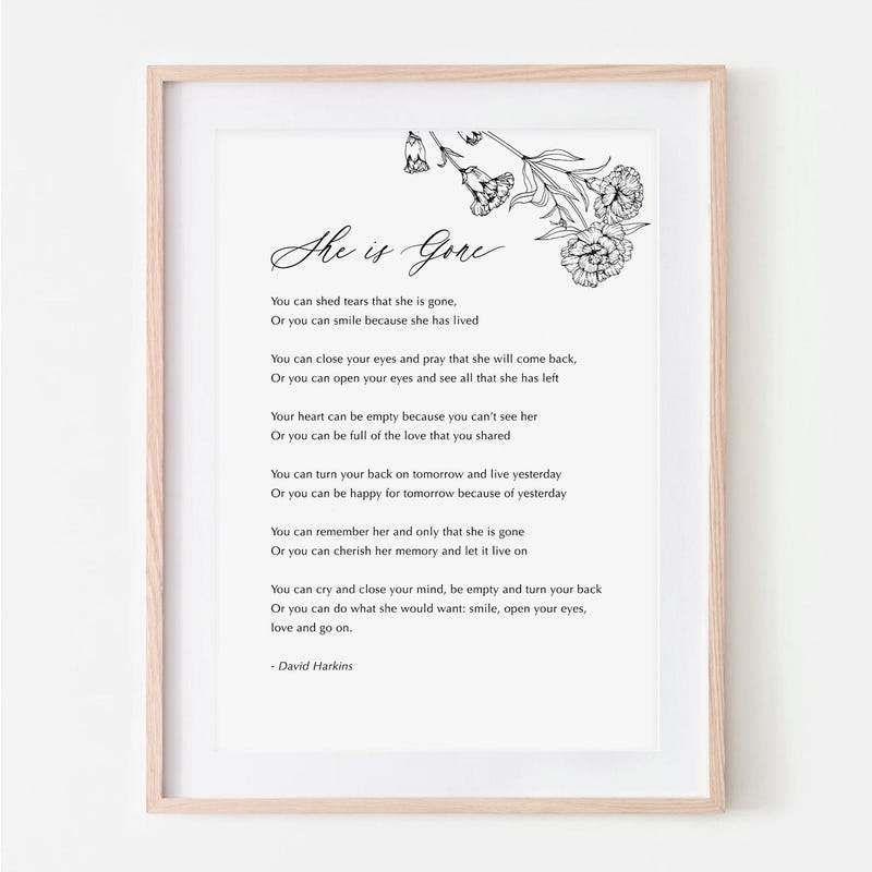 She is Not Gone Poem - Etsy