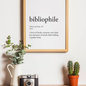 Bibliophile Words Definition Quote Reading Poster Book Lover Gift ...