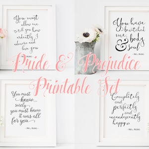 Pride and Prejudice Quotes | Jane Austen | Printable Quote Set ...