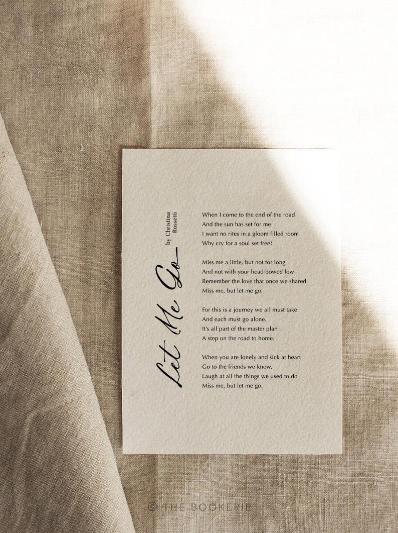 Let Me Go Poem Christina Rossetti, Sympathy Gift, Funeral Reading ...