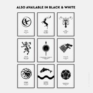 Game of Thrones Poster Set, Game of Thrones Sigil Banners GOT Great ...