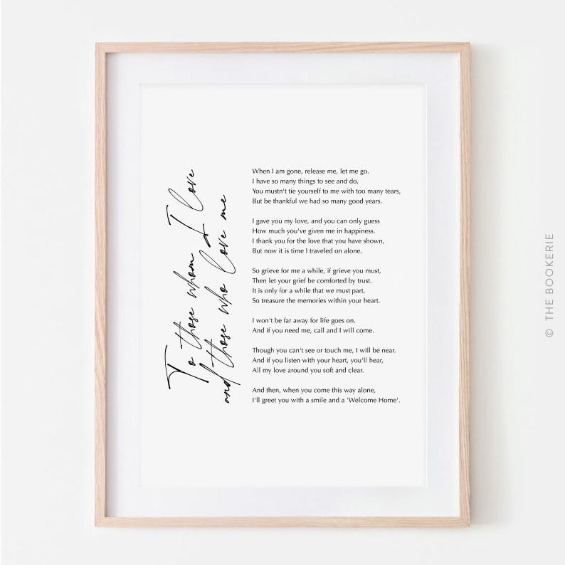 To Those Whom I Love Poem Print, Memorial Cards, Funeral Reading ...