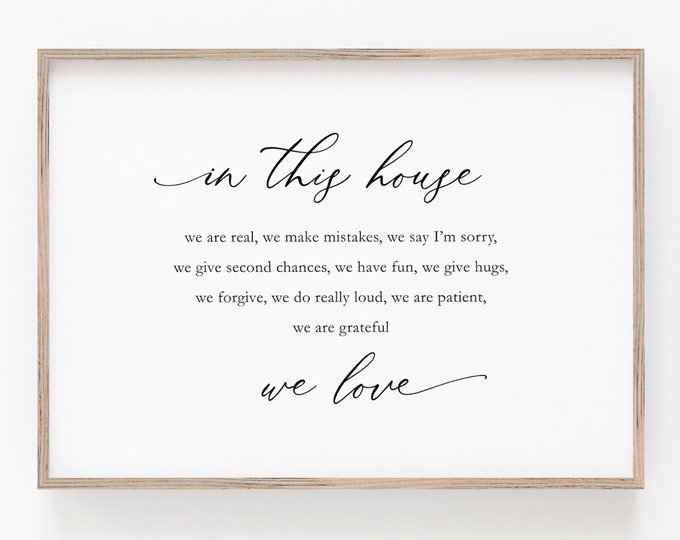 In This House Print, in This House Sign, House Rules Poster, Living ...