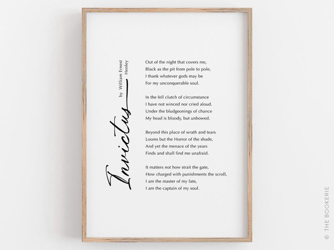 Invictus Poem Print, William Ernest Henley, Inspirational Wall Art ...