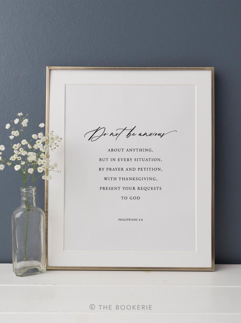 Philippians 4:6 Do Not Be Anxious, Bible Verse Printable Scripture Wall ...