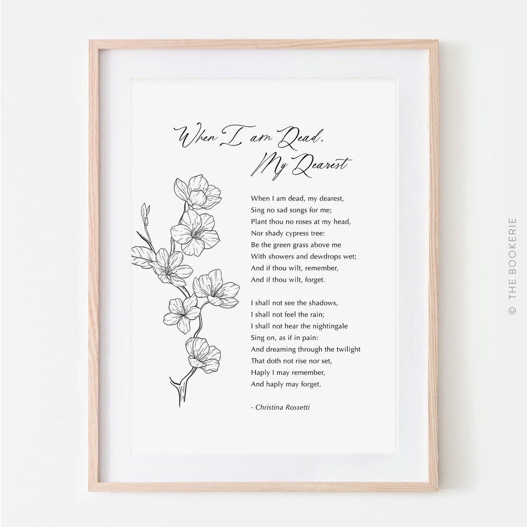 When I Am Dead My Dearest, Memorial Cards, Memorial Poem, Bereavement ...