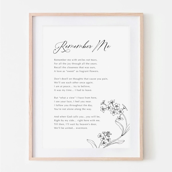 Remember Me Poem - Etsy