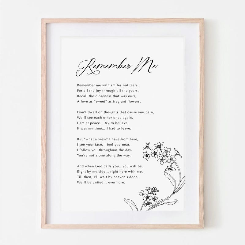 Remember Me Poem - Etsy