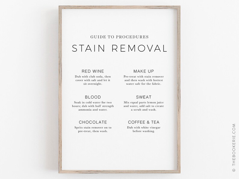 Stain Removal Print Laundry Guide Printable Art Laundry - Etsy