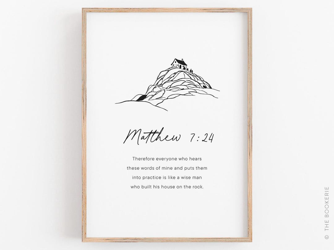 Matthew 7:24 House on the Rock, Bible Line Art, Bible Verse Printable ...