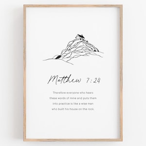 Matthew 7:24 House on the Rock, Bible Line Art, Bible Verse Printable ...