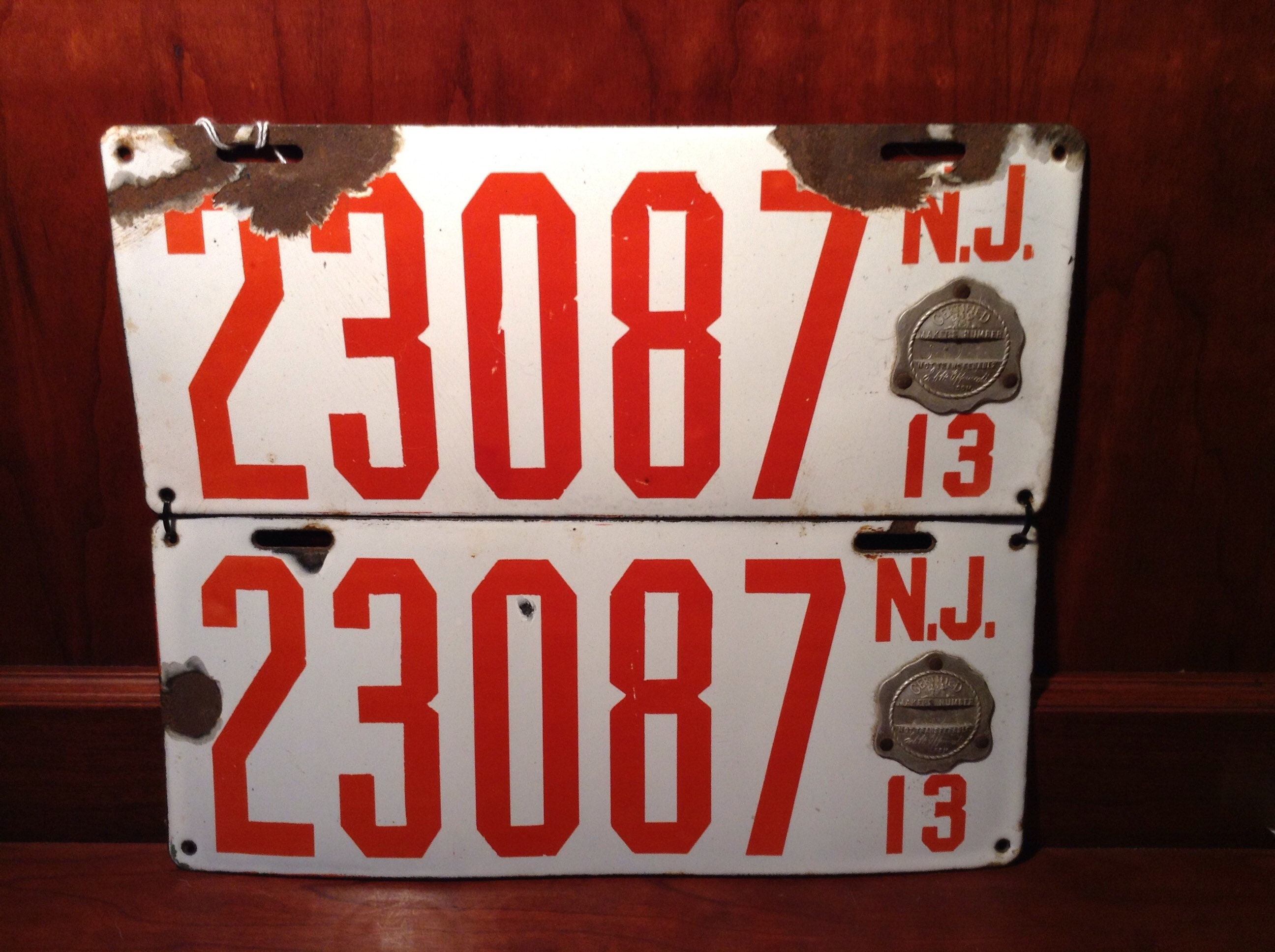 Antique Pair of 1913 NJ License Plates - Etsy