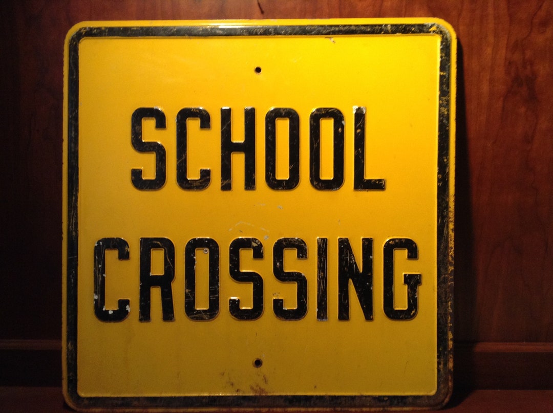 Mid 1900's Embossed School Crossing Sign - Etsy