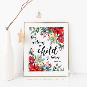 For Unto Us A Child is Born Christmas Printable Wall Art Isaiah 9:6 ...