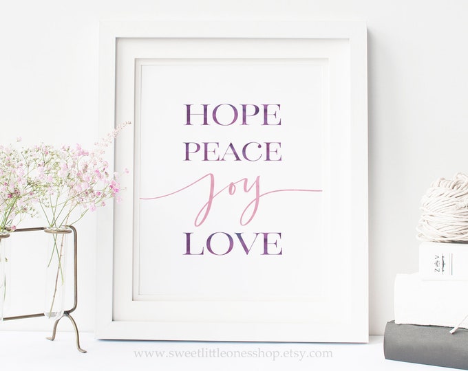 Hope Peace Joy Love Advent Printable Wall Art Advent Print Advent ...